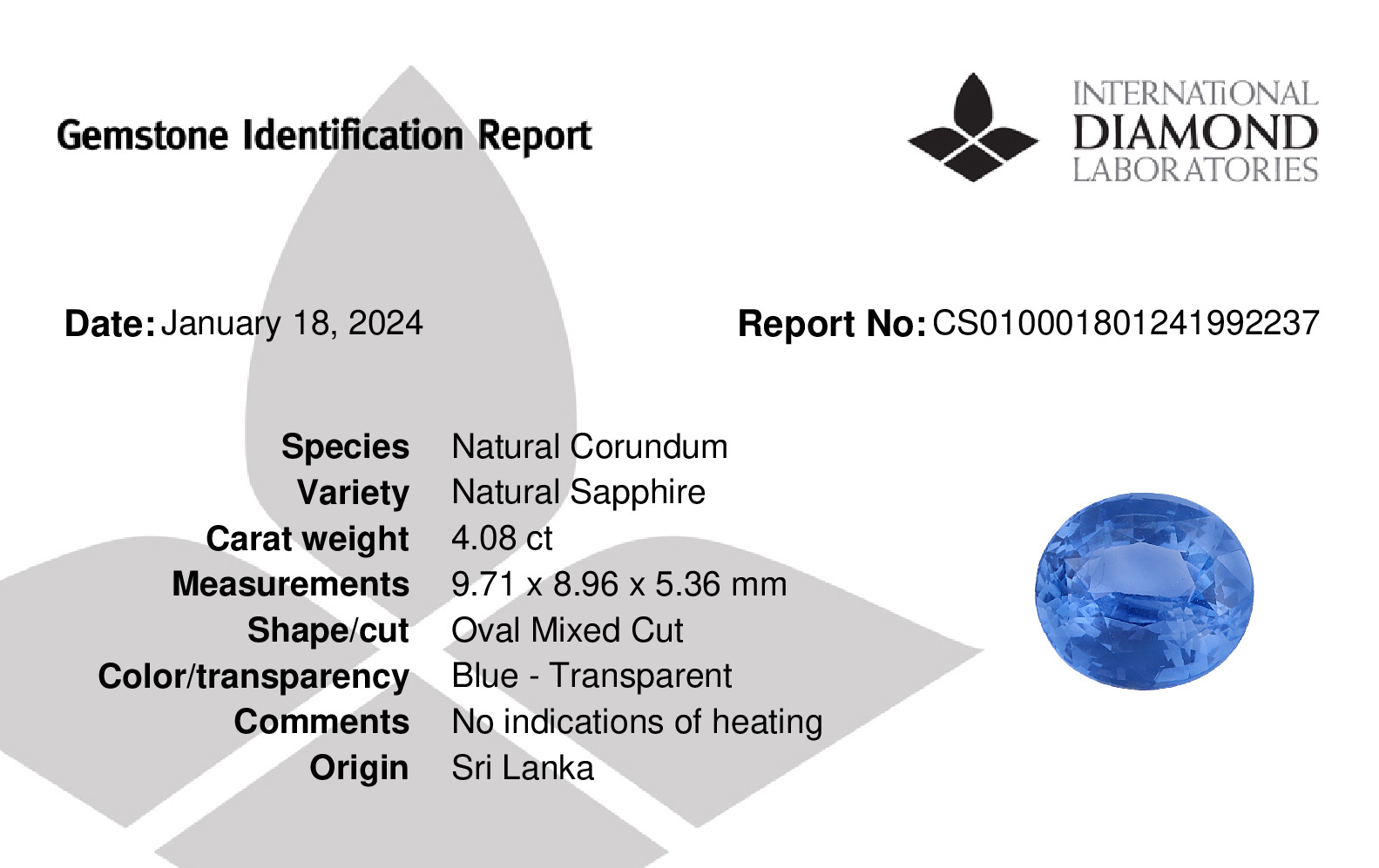 Blue Sapphire 4.08 CT - Ceylon Master Gems